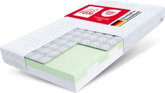 FDM Matratze 120x200 cm Härtegrad H3 Höhe 16 cm Kindermatratze Schaumstoffmatratze HR-Schaum Polyurethan-Schaum Buchweizen 7 Komfortzonen mit Hypoallergen