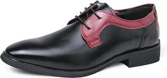 Generic Chaussures habillées for Hommes, à Lacets, en Cuir PU, Patchwork Bicolore, Chaussures Derby à Talon carré, Semelles en Caoutchouc antidérapantes, Bass