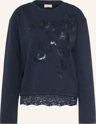 Milano Milano Italy Sweatshirt Mit Pailletten Und Spitze blau