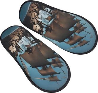 Generic Bateau Pirate Cool Unisexe Slippers Doux Chaussons Peluche Pantoufles Pour Hiver Ext&eacute;rieur Automne L