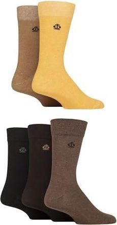 Jeff Banks Homme Plaine Recycl&eacute; Coton Chaussettes Paquet de 5 (FR/ES, Num&eacute;rique, 40, 46, Taille normale, Taille normale, Moutarde/Bruns/Noir)