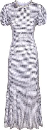 Self Portrait Femme, Robes, Bleu, Taille: 38 FR Robe Midi en Maille Strass