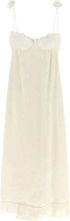 Magda Butrym Femme, Robes, Blanc, Taille: 40 FR Robe Midi Jacquard en M&eacute;lange de Soie
