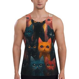 Generic D&eacute;bardeur respirant &agrave; s&eacute;chage rapide sans manches pour homme pour entra&icirc;nement &agrave; la plage S &agrave; 4XL, Chat mignon 18, 4XL