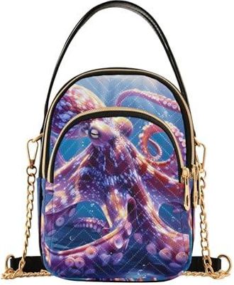 Mnsruu Sac à bandoulière pour femme - Motif poisson pieuvre - Animal de locéan - Petit sac à bandoulière avec sangle réglable