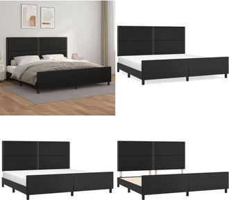 vidaXL Bettgestell mit Kopfteil Schwarz 200x200 cm Kunstleder - Bettsofa - Boxspringbetten - Doppelbett - Schlafzimmermöbel - Lattenrost - Home & Living