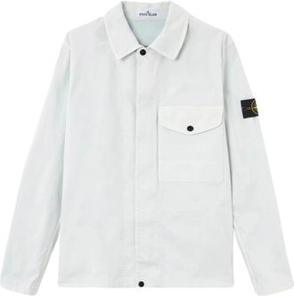 Stone Island 1200001 Baumwoll-Stretch Broken Twill Old Effekt Overshirt - - Jackets - Herren - Blau - 2XL