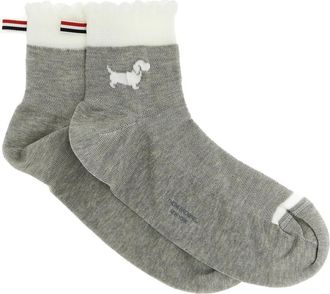 Thom Browne Femme, Sous-v&ecirc;tements, Gris, Taille: Xs/S Pointelle Stitch Hector Crew Socks