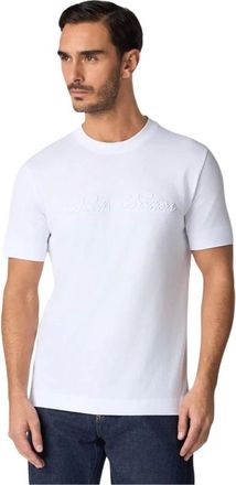 Brooks Brothers Homme, Tops, Blanc, Taille: 3XL Logo cotton T-shirt