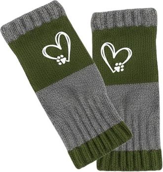 Generico Mitaines en tricot - Moufles coupe-vent en forme de coeur brod&eacute; - Demi-moufle tricot&eacute;e - pour la conduite, le camping, la randonn&eacute;e, la moto, la navet