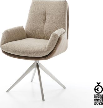 DELIFE Drehstuhl Clea-Flex Materialmix Schlamm Kreuzgestell breit Edelstahl 360&deg; drehbar Wippfunktion, Esszimmerst&uuml;hle