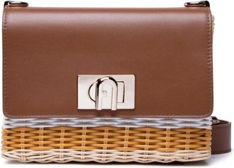 Furla Femme, Sacs, Brun, Taille: ONE Size 1927 Logo Wicker Shoulder Bag