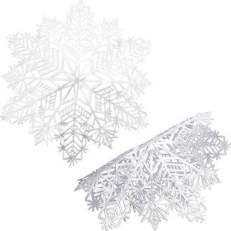 Angoily 2 St&uuml;ck Weihnachts Tischsets Schneeflockenform PVC Tischunterlagen rutschfest 38cm f&uuml;r Party und Festtagsdeko
