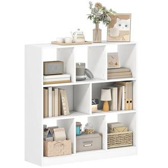 HOMCOM B&uuml;cherregal Standregal mit 8 F&auml;chern Aufbewahrungsregal W&uuml;rfelregal B&uuml;cherschrank f&uuml;r Wohnzimmer, Schlafzimmer, B&uuml;ro, Wei&szlig;