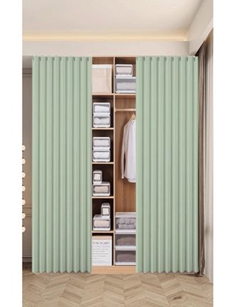 Generic Vorhang f&uuml;r Schrankt&uuml;ren Verdunkelungsvorhang f&uuml;r Schrank Schlafzimmer(Gr&uuml;n, 225x240cm)