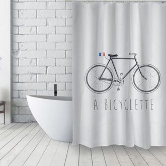 MSV Duschvorhang, Polyester, 180 x 200 cm, Bicyclette, 200 x 180 cm