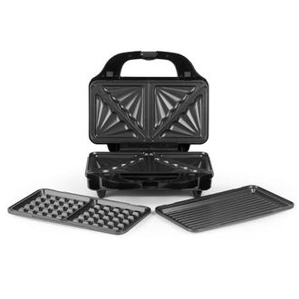 Salter Salter 3-in-1 Snackmaschine - Sandwichtoaster, Waffeleisen, Panini Press Grill, mit abnehmbaren tiefen F&uuml;llplatten, Antihaftbeschichtung, 900 W, autom