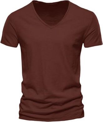 Generic T-shirt &agrave; col en V pour homme - Manches courtes - Coupe ajust&eacute;e - Confortable - Doux - D&eacute;contract&eacute; - Pour lentra&icirc;nement en plein air, la gym, lentra&icirc;n