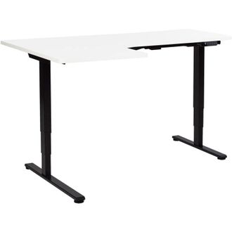 Beliani Schreibtisch Links Wei&szlig; u. Schwarz Melamin L-Form 160x59 cm mit Metallgestell Elektrisch H&ouml;henverstellbar B&uuml;ro Steh-Sitz-Tisch Stehtisch