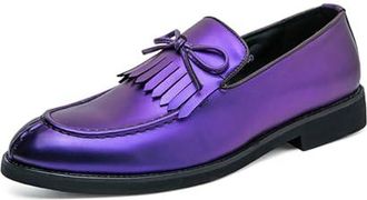 Generic Mocassins &agrave; enfiler pour homme avec finition mate, confortable, mocassins de conduite, chaussures bateau d&eacute;contract&eacute;es, violet, 39 2/3 EU