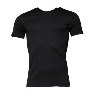 Dolce & Gabbana Schwarzes Baumwoll-Crew-Neck-T-Shirt - - Tops - Herren - Schwarzk - XS