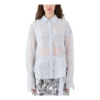 Sabina Mus&aacute;yev Durchsichtige bestickte Bluse mit Pailletten - - Blouses & Shirts - Damen - Grau - S