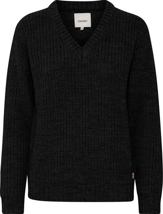 Oxmo by OXNanny Damen Strickpullover Grobstrick Pullover V-Ausschnitt