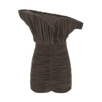 Magda Butrym Asymmetrisches Mini-Kleid mit Bl&uuml;tenblatt - - Dresses - Damen - Braun - XS