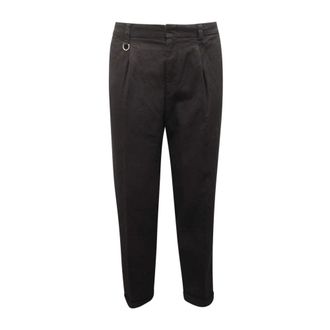 Paolo Pecora Homme, Pantalons, Noir, Taille: XL Pantalon en Coton/Lin en Noir