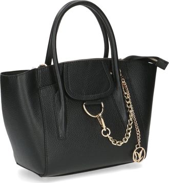 Caprice Damen Henkeltasche aus Leder Mittelgroß, Schwarz (Black Nappa), 1
