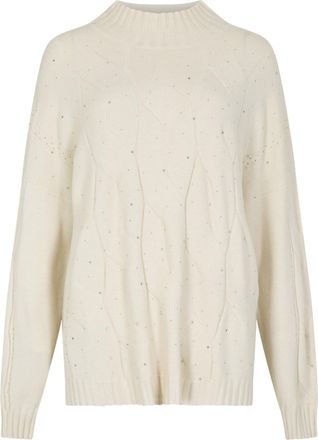 Apricot Rhinestone Embellished Fine Knit Jumper