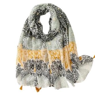 Generic &Eacute;charpe ch&acirc;le en viscose florale 180 cm pour hijab musulman, grande taille, bandeau tendance pour femme, quatre saisons, 49, taille unique