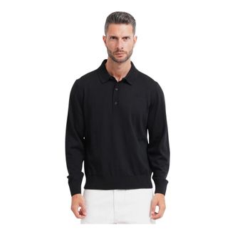 HUGO BOSS Merino Strick-Polo - - Tops - Herren - Schwarzk - S