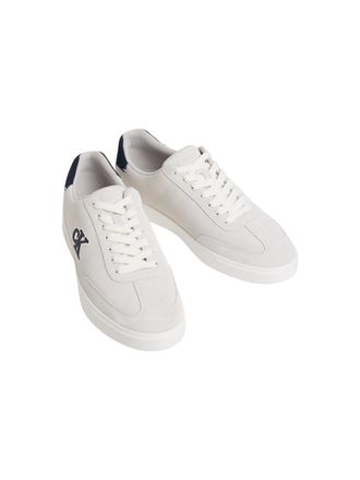 Calvin Klein Sneaker CALVIN KLEIN LOW PROF CUPSOLE SU, Herren, Gr. 40, wei&szlig;, navy, Veloursleder, unifarben mit Farbeinsatz, Schuhe Sneaker, Schn&uuml;rschuh, Halbschuh,