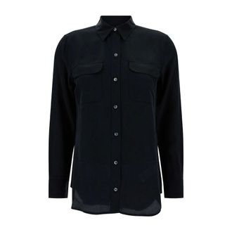 Equipment Femme, Blouses et Chemises, Noir, Taille: 42 FR Chemise en soie avec poches