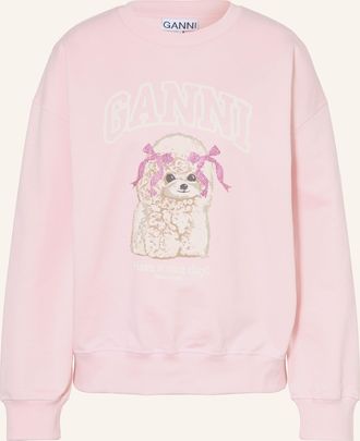 Ganni Sweatshirt Mit Schmucksteinen rosa
