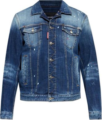 Dsquared2 Homme, Vestes, Bleu, Taille: 4XL Veste en jean &agrave; effet vieilli