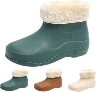 Generic Bottes de pluie en caoutchouc pour femme avec doublure en peluche, l&eacute;g&egrave;res, antid&eacute;rapantes, imperm&eacute;ables, pour le travail en plein air, Vert, 37.5 EU