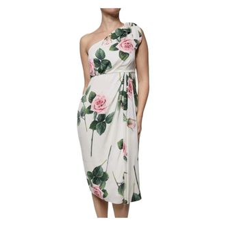 Dolce & Gabbana Femme, Robes, Blanc, Taille: 44 FR Robe midi asym&eacute;trique &agrave; une &eacute;paule