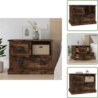 vidaXL Table de chevet ch&ecirc;ne fum&eacute; 60x39x45 cm - Table De Chevet - Meuble De Chambre - Table Nuit - Mobilier Moderne - Bois Ding&eacute;nierie