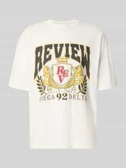 Review T-Shirt mit Label-Print und Rundhalsausschnitt