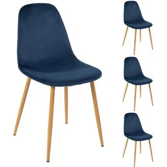 M&S Collection M&s - Lot de 4 chaises 50x44x86 cm en velours bleu et naturel - velvet