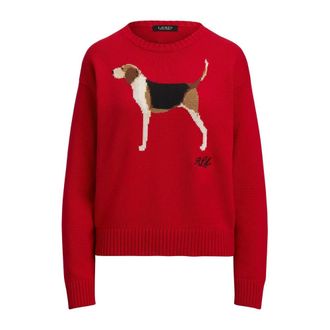 Ralph Lauren Pull en coton &agrave; motif intarsia - Femme - Pulls - Rouge - Taille: 40 FR