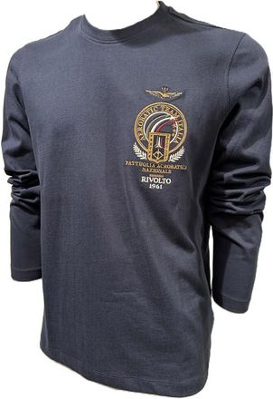 Aeronautica TS2467 Herren Langarm-T-Shirt, dreifarbige Pfeile, blau, Medium