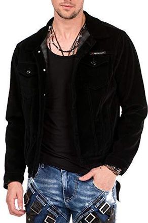 Cipo & Baxx Veste en jean pour homme - Veste demi-saison - Veste bomber, Noir, M