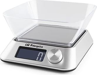 Orbegozo PC 1030 Küchengewicht, rutschfeste Unterseite, automatische Abschaltung, Tara-Funktion, batteriebetrieben, max. 5 kg, mehrfarbig