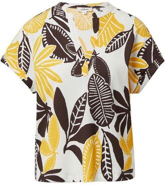 s.Oliver Kurzarmshirt T-Shirt Strukturiertes T-Shirt im Relaxed Fit mit V-Ausschnitt