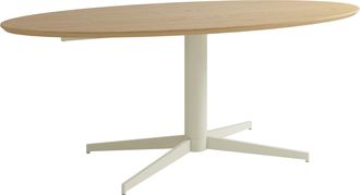 Sch&ouml;ner Wohnen Kollektion Esstisch FEVIK/Tischplatte in Eichefarbig Bianco, Gestell in seidengrau/Schweizer Kante/Stativfu&szlig;/Echtholzfurnier/Esszimmertisch/K&uuml;chentisch / 200 x 1