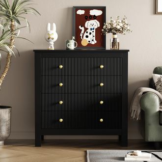 Generic Sideboard Kommode mit 5 Schubladen und Spezialtüren, Elegantes Möbelstück mit Goldgriffen, geräumiger Aufbewahrungsschrank für Schlafzimmer Wohnzimmer