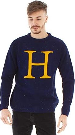 Harry Potter Pull de Noël Harry Lettre H Pull Bleu Unisexe tricoté